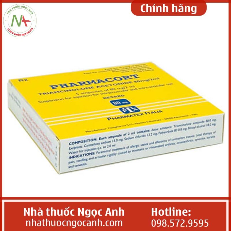 Thuốc tiêm sẹo lồi Pharmacort 80mg/2ml giá bao nhiêu, mua ở đâu
