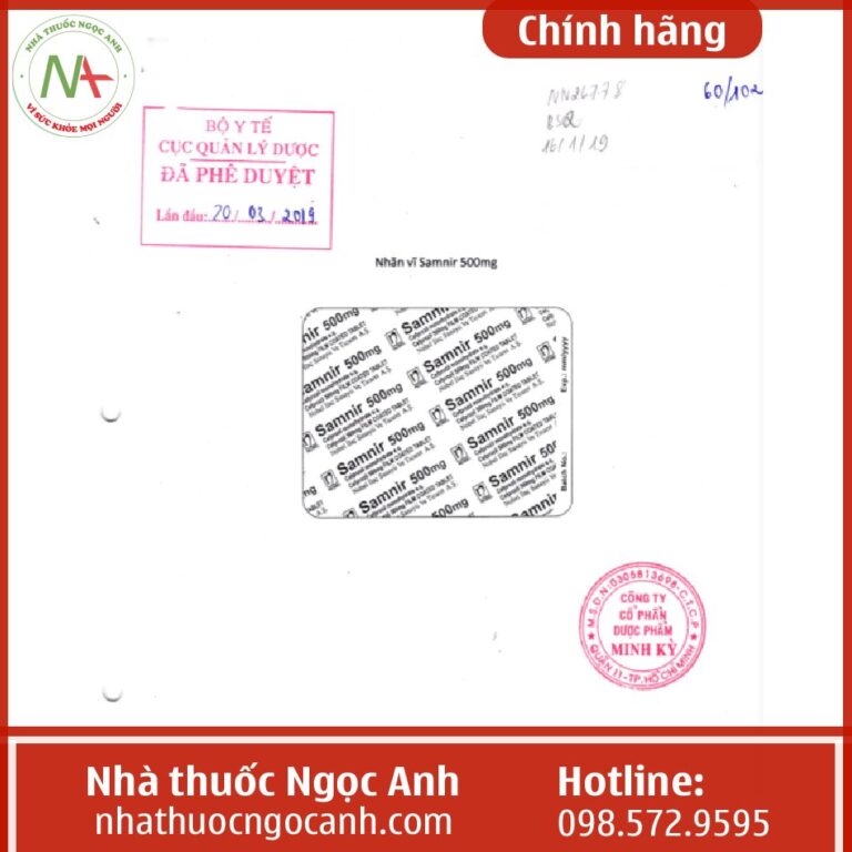 Thuốc Samnir 500mg có tác dụng gì, mua ở đâu, giá bao nhiêu?