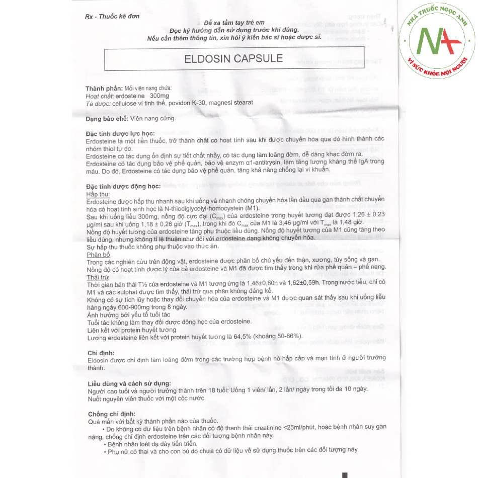Thuốc Eldosin Capsule 300mg là thuốc gì, giá bao nhiêu?