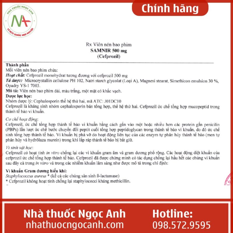 Thuốc Samnir 500mg: liều dùng, mua ở đâu, giá bao nhiêu?