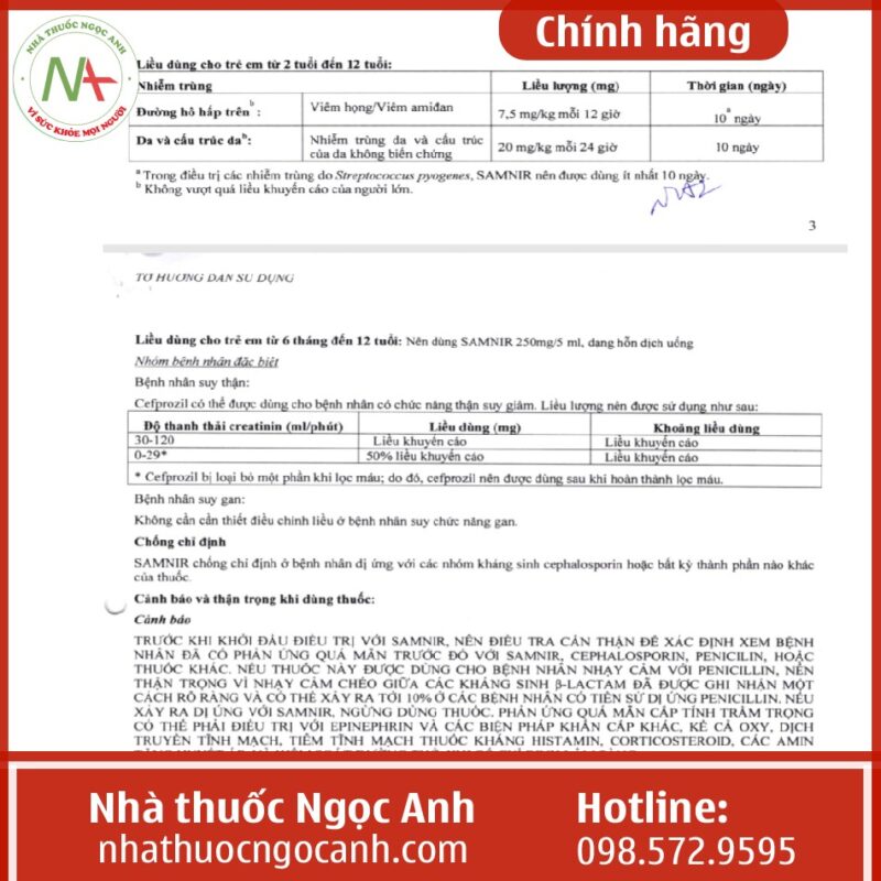 Thuốc Samnir 500mg: liều dùng, mua ở đâu, giá bao nhiêu?