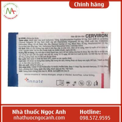 Thuốc Cerviron Innate có tác dụng gì, mua ở đâu, giá bao nhiêu?
