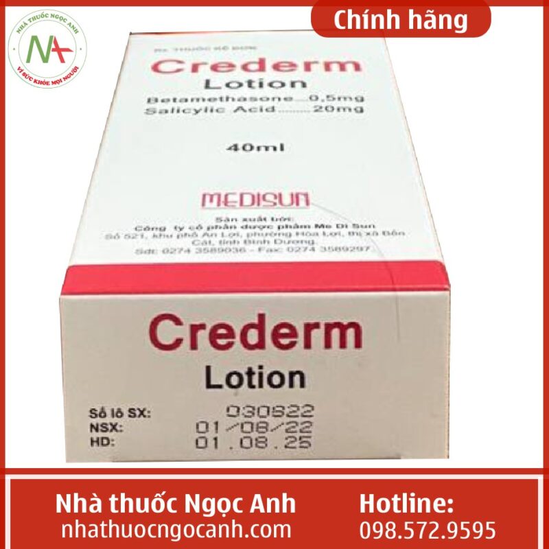 Thuốc Crederm Lotion 40ml cách sử dụng, giá bao nhiêu, mua ở đâu