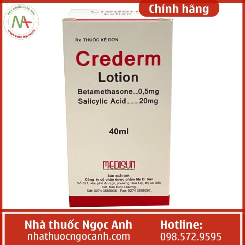Thuốc Crederm Lotion 40ml cách sử dụng, giá bao nhiêu, mua ở đâu