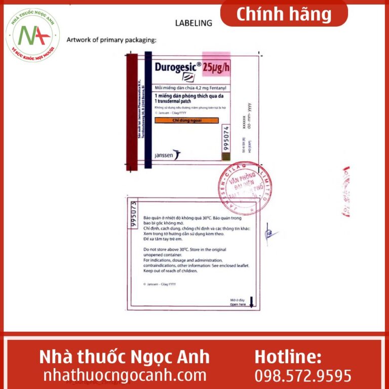Thuốc Durogesic 25 µg/h dạng miếng dán giá bao nhiêu, mua ở đâu