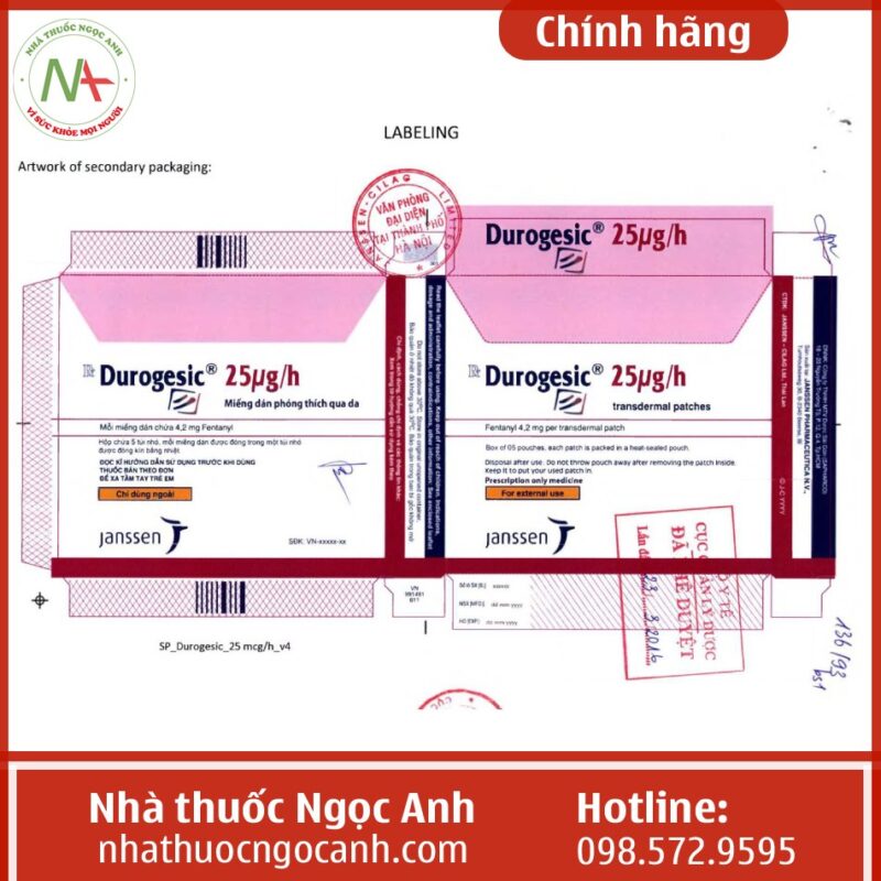 Thuốc Durogesic 25 µg/h dạng miếng dán giá bao nhiêu, mua ở đâu
