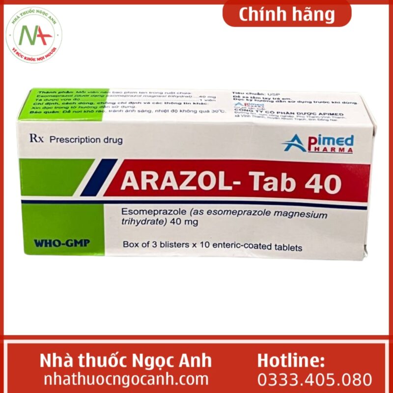 Thuốc Arazol-Tab 40 là thuốc gì, có tác dụng gì, giá bao nhiêu, mua ở đâu?