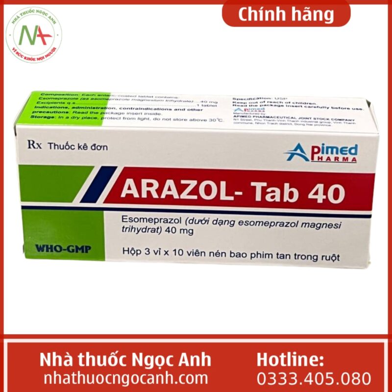 Thuốc Arazol-Tab 40 là thuốc gì, có tác dụng gì, giá bao nhiêu, mua ở đâu?