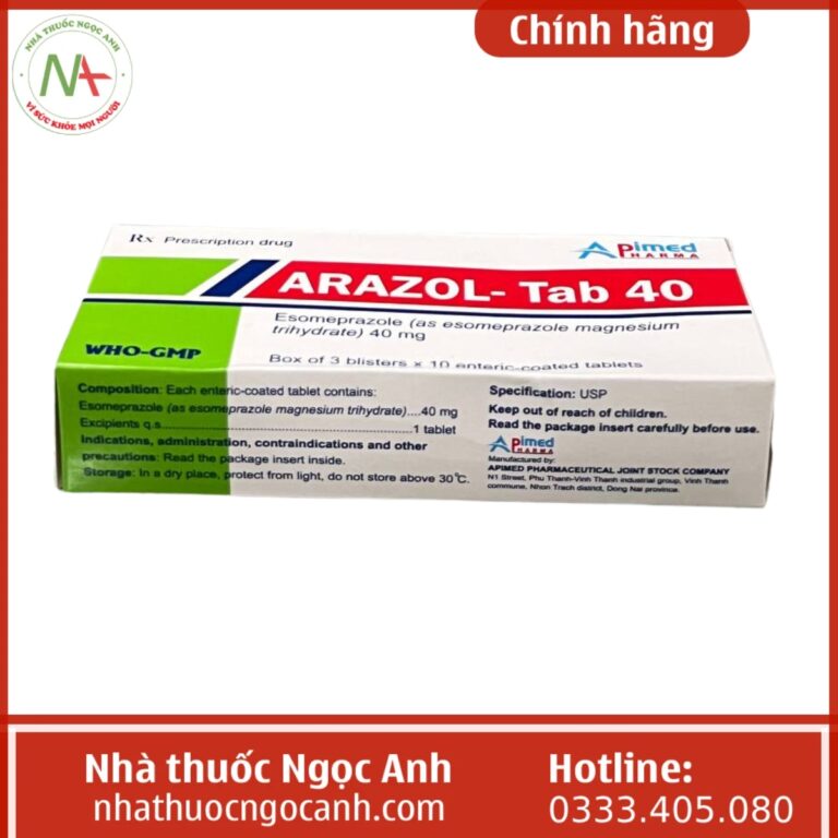 Thuốc Arazol-Tab 40 là thuốc gì, có tác dụng gì, giá bao nhiêu, mua ở đâu?