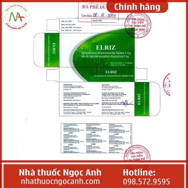 Thuốc Elriz là thuốc gì, có tác dụng gì, giá bao nhiêu, mua ở đâu?
