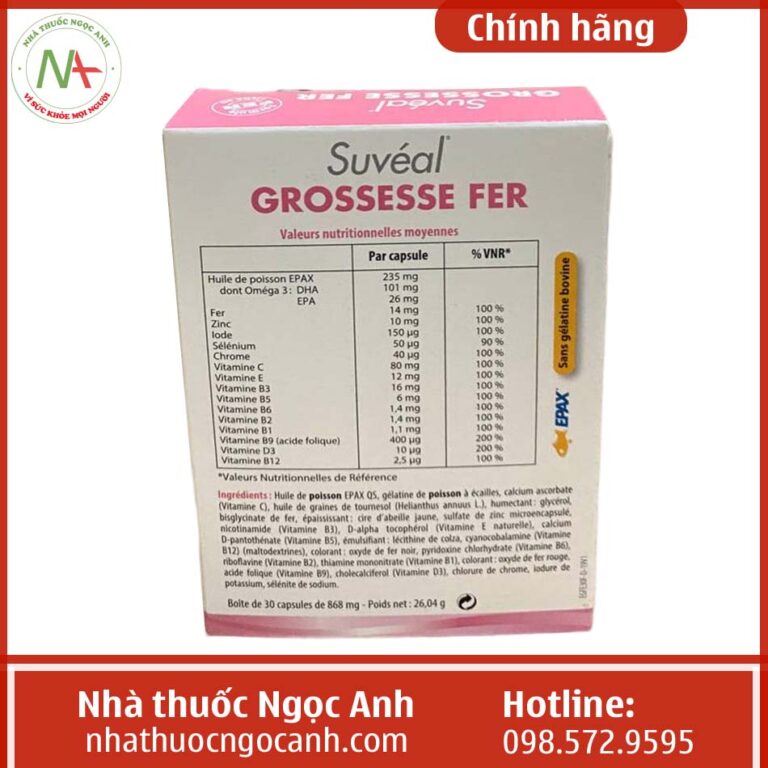 Thuốc Suveal Grossesse Fer có tác dụng gì, mua ở đâu, giá bao nhiêu