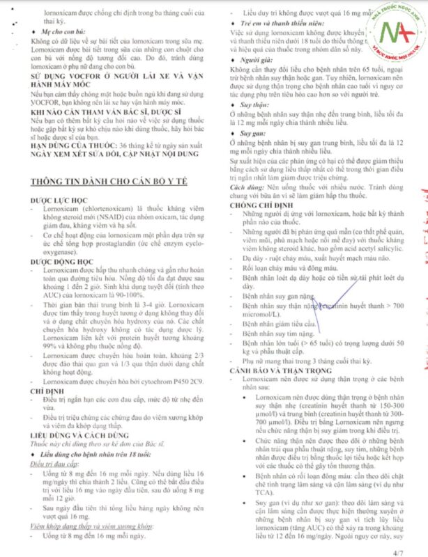Thuốc Vocfor 8mg là thuốc gì, có tác dụng gì, mua ở đâu, giá bao nhiêu?
