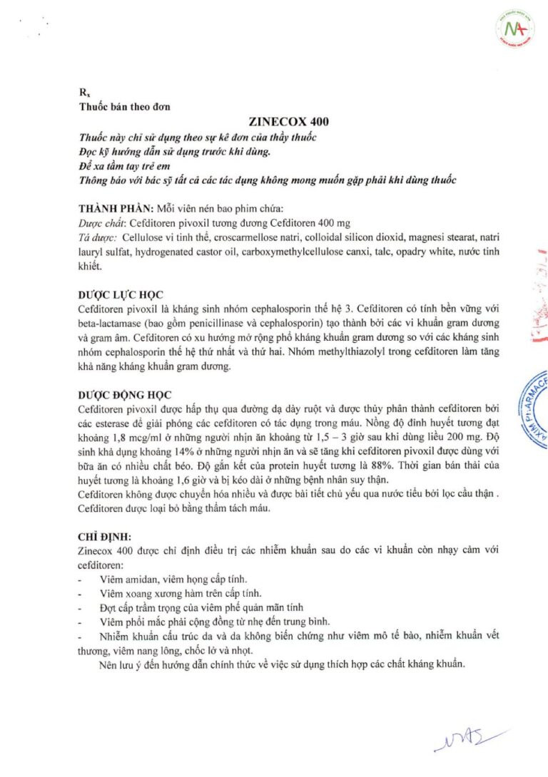 Thuốc Zinecox 400 là thuốc gì, có tác dụng gì, giá bao nhiêu, mua ở đâu?