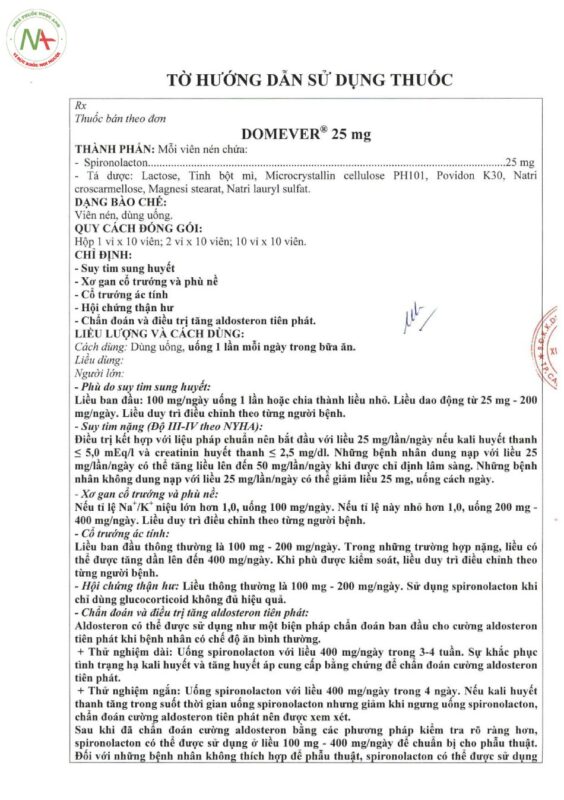 Thuốc Domever 25mg là thuốc gì, công dụng, mua ở đâu, giá bao nhiêu