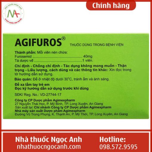 Thuốc Agifuros 40mg là thuốc gì, giá bao nhiêu, mua ở đâu?