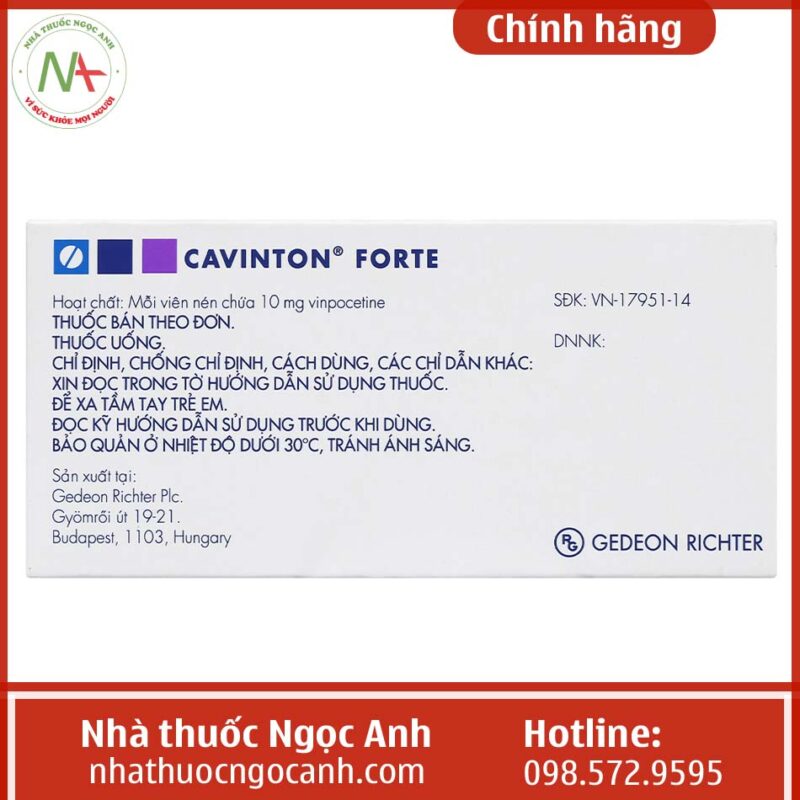 Thuốc Cavinton Forte 10mg là thuốc gì, giá bao nhiêu, mua ở đâu?