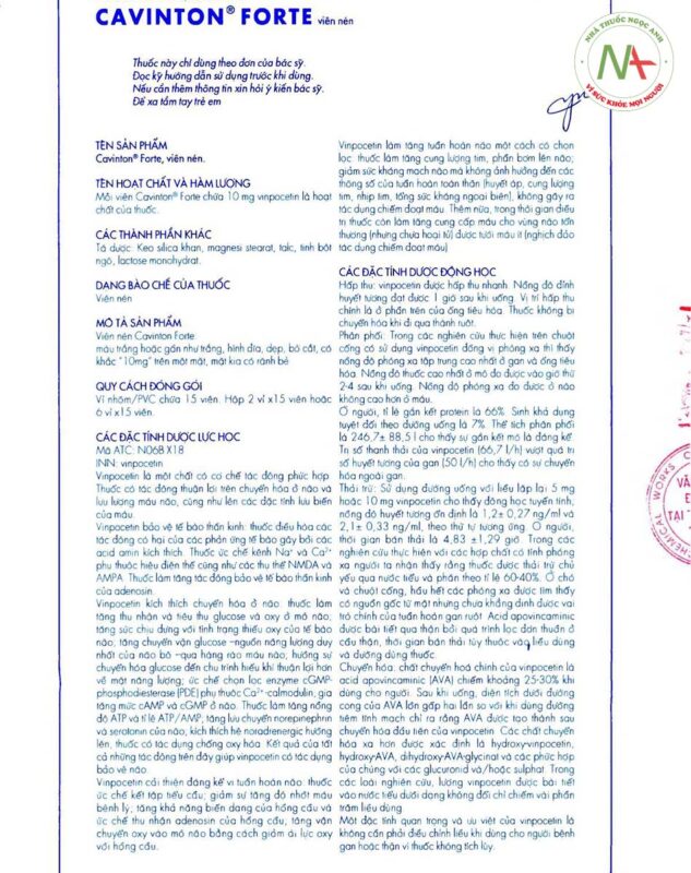 Thuốc Cavinton Forte 10mg là thuốc gì, giá bao nhiêu, mua ở đâu?