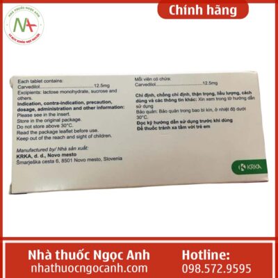 Thuốc Coryol 12.5mg tablets là thuốc gì, giá bao nhiêu, mua ở đâu