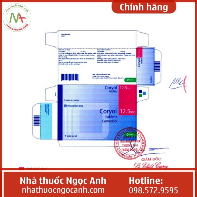 Thuốc Coryol 12.5mg tablets là thuốc gì, giá bao nhiêu, mua ở đâu
