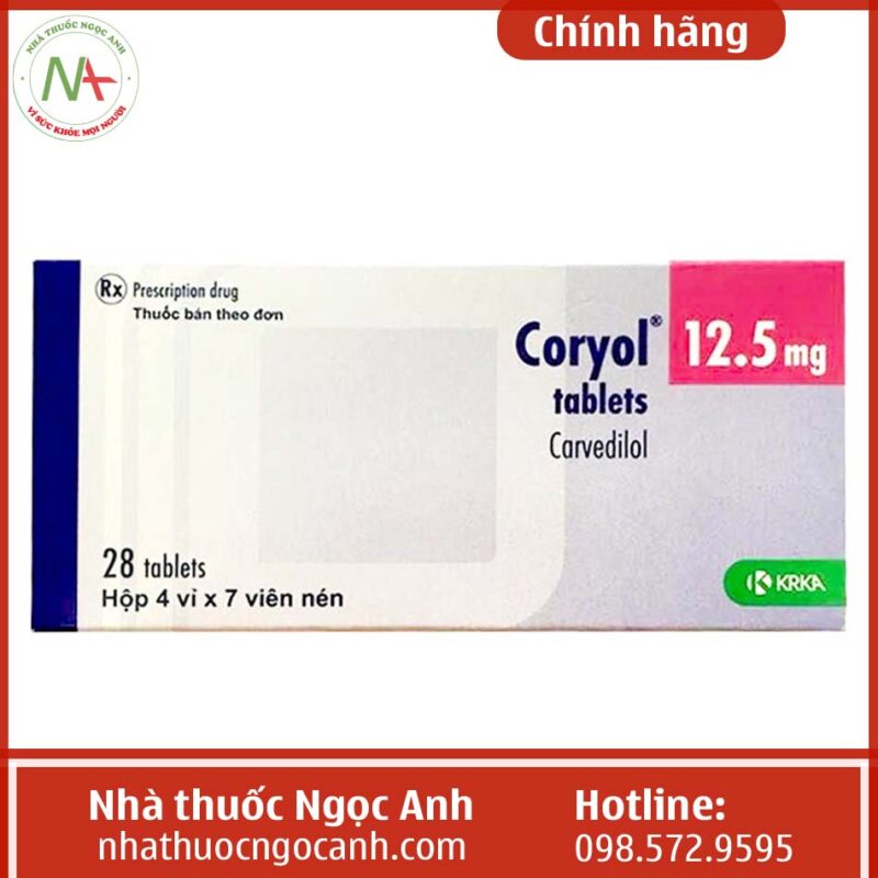 Thuốc Coryol 12.5mg tablets là thuốc gì, giá bao nhiêu, mua ở đâu