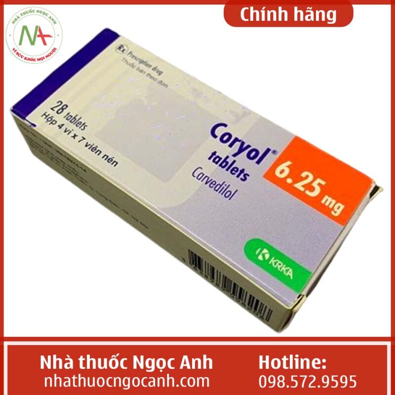 Thuốc Coryol 6.25mg tablets là thuốc gì, giá bao nhiêu, mua ở đâu