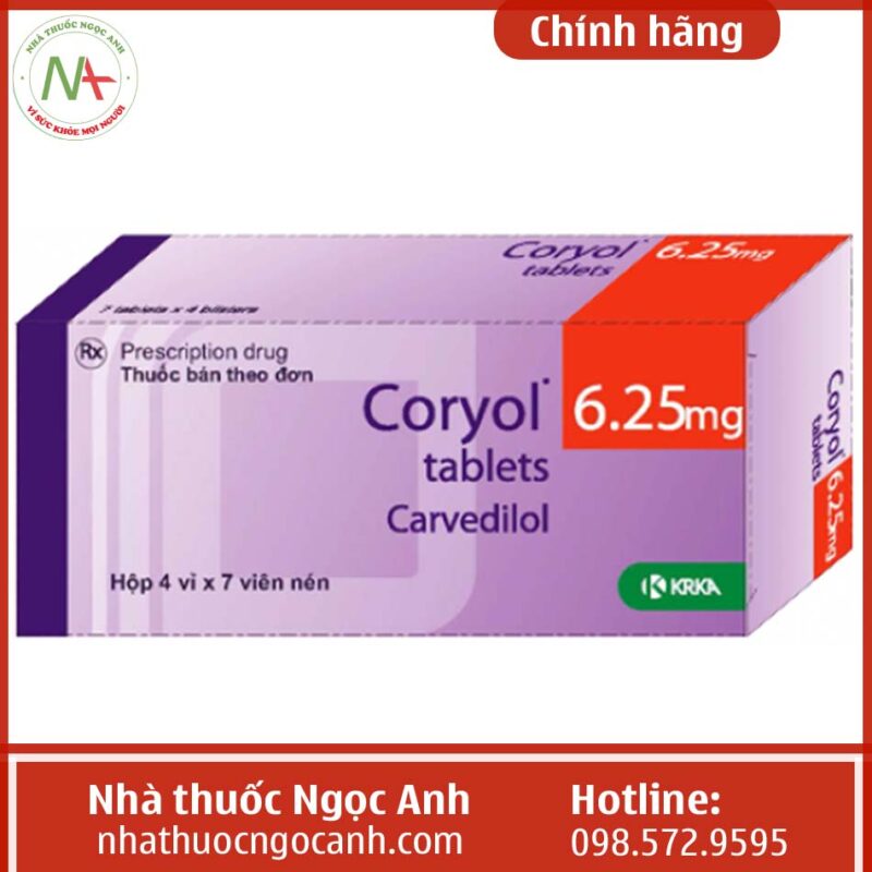 Thuốc Coryol 6.25mg tablets là thuốc gì, giá bao nhiêu, mua ở đâu