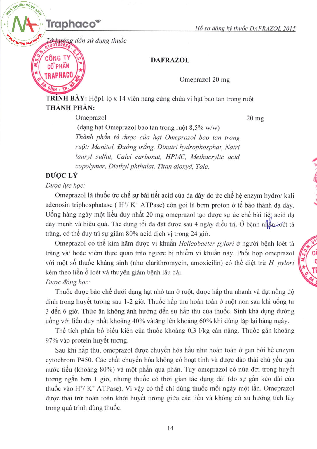 Thuốc Dafrazol 20mg uống trước hay sau ăn, giá bao nhiêu, mua ở đâu