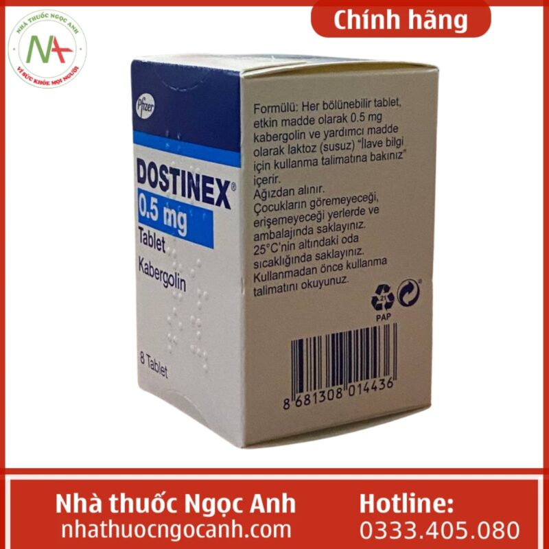Thuốc Dostinex 0.5mg Thổ Nhĩ Kỳ là thuốc gì, giá bao nhiêu, mua ở đâu