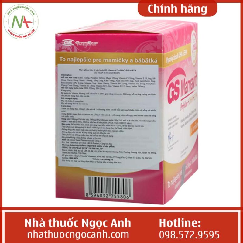 Thuốc GS Mamavit Prefolin+DHA+EPA review, giá bao nhiêu, mua ở đâu