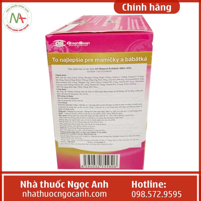Thuốc GS Mamavit Prefolin+DHA+EPA review, giá bao nhiêu, mua ở đâu