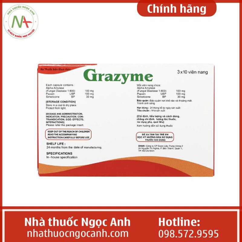 Thuốc Grazyme là thuốc gì, có tác dụng gì, giá bao nhiêu, mua ở đâu?