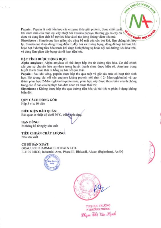 Thuốc Grazyme là thuốc gì, có tác dụng gì, giá bao nhiêu, mua ở đâu?