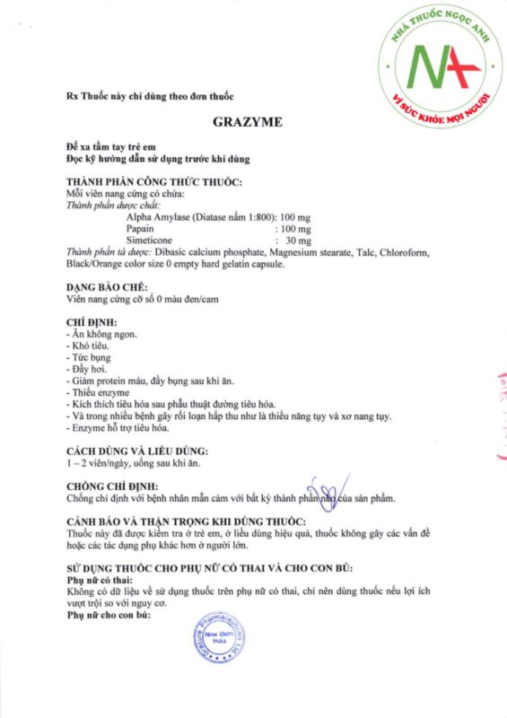 Thuốc Grazyme là thuốc gì, có tác dụng gì, giá bao nhiêu, mua ở đâu?