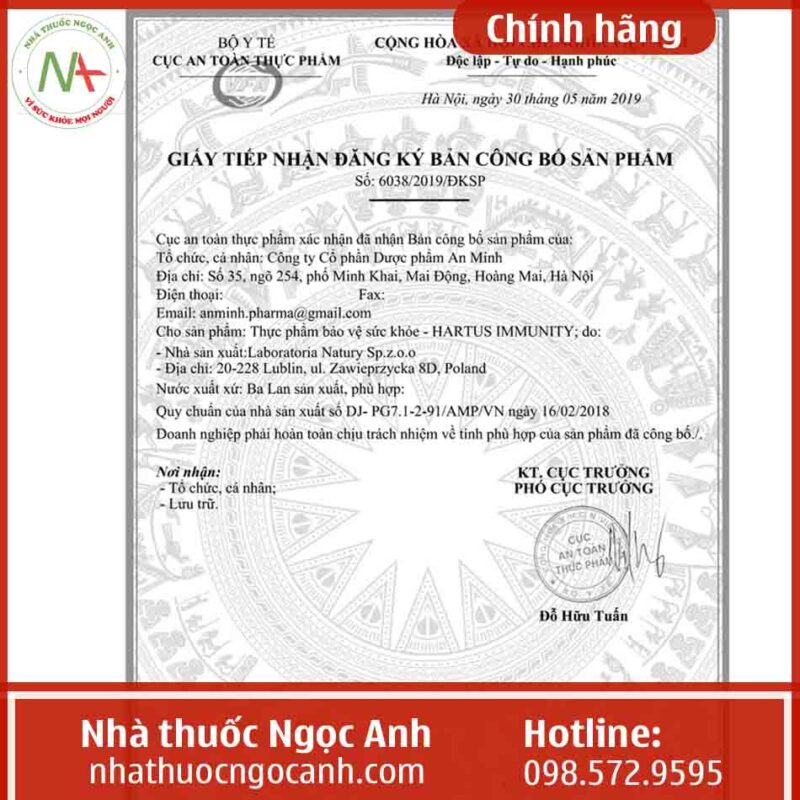 Thuốc tăng miễn dịch Hartus Immunity giá bao nhiêu, mua ở đâu?