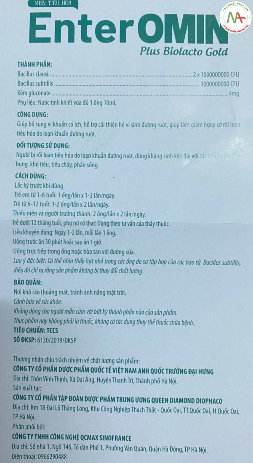 Thuốc Enteromin Plus Biolacto Gold 10ml giá bao nhiêu, mua ở đâu