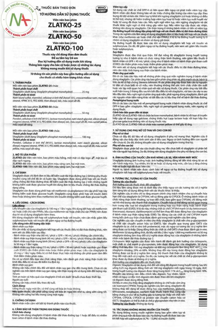 Thuốc Zlatko-100 là thuốc gì, tác dụng gì, giá bao nhiêu, mua ở đâu