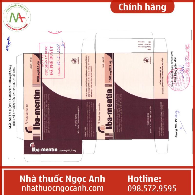 Thuốc Iba-Mentin 1000mg/62,5mg có tác dụng gì, mua ở đâu, giá bao nhiêu?
