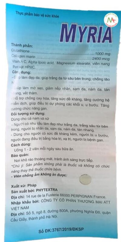 Thuốc Myria new Glutathione Hộp 60 viên giá bao nhiêu, mua ở đâu