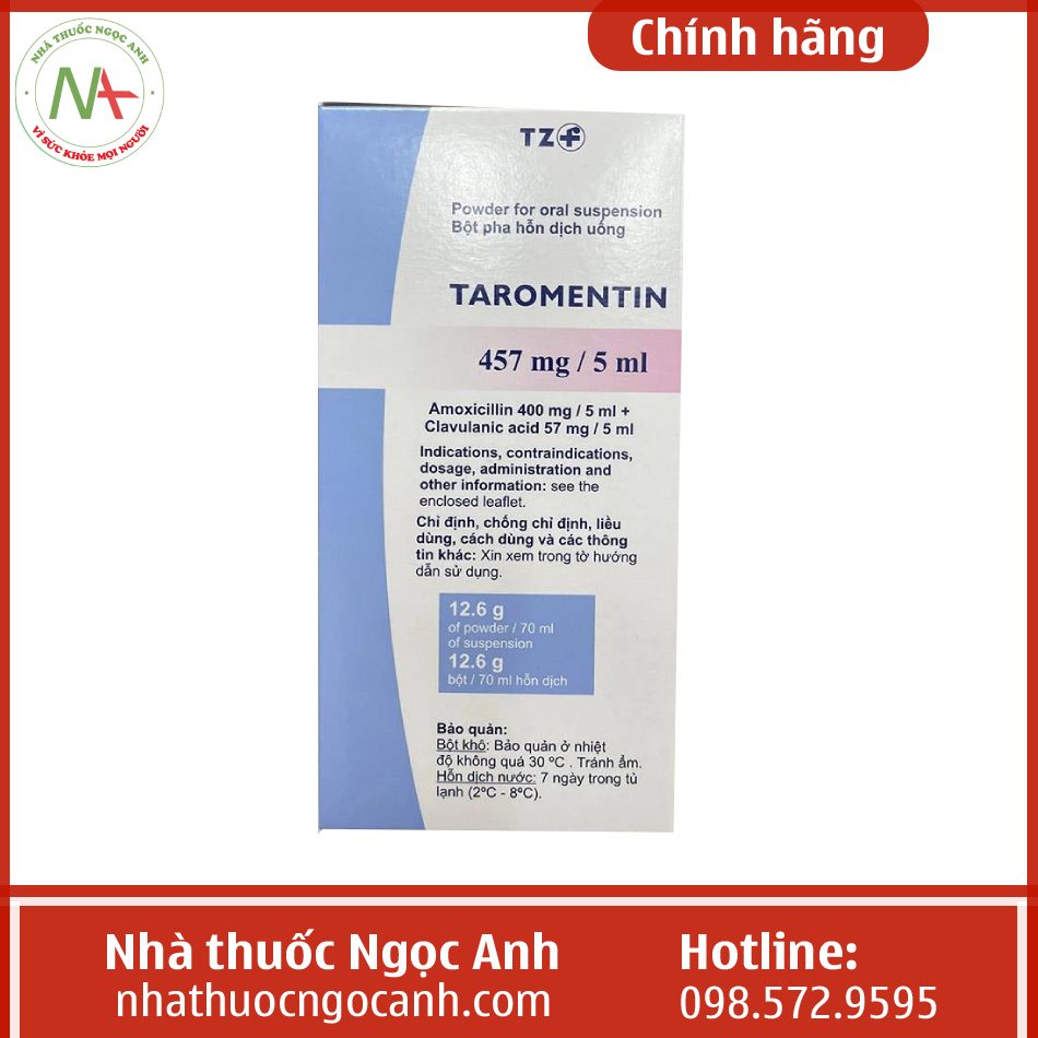 Thuốc Taromentin 457mg/5ml mua ở đâu, giá bao nhiêu?