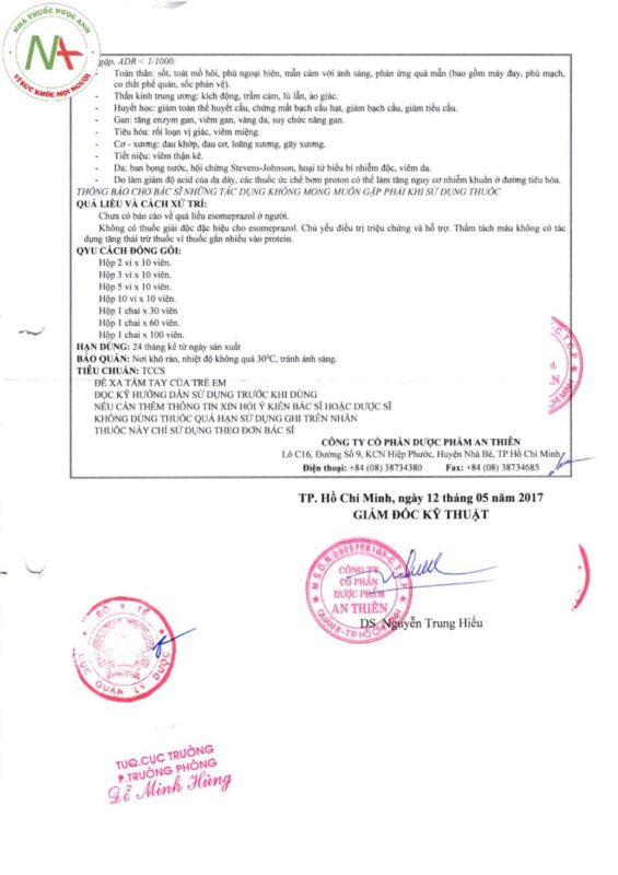 Thuốc A.T Esomeprazol 40 Tab là thuốc gì, giá bao nhiêu, mua ở đâu?
