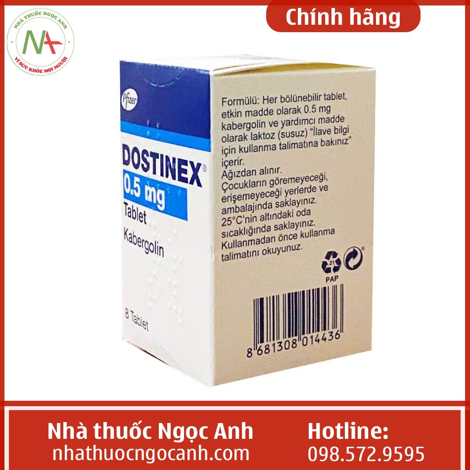 Thuốc Dostinex 0.5mg Thổ Nhĩ Kỳ giá bao nhiêu? Mua ở đâu?