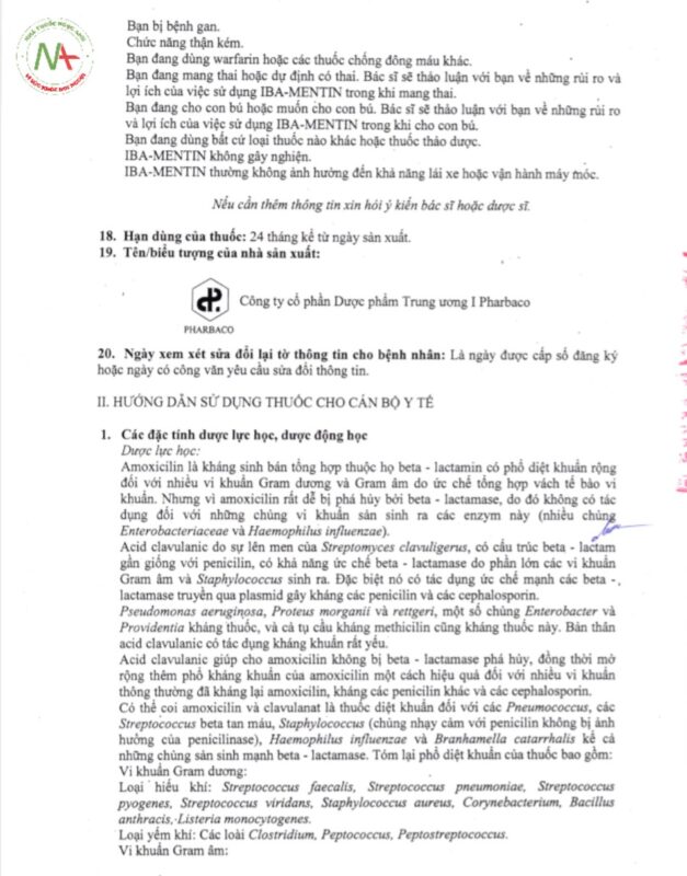 Thuốc Iba-Mentin 1000mg/62,5mg có tác dụng gì, mua ở đâu, giá bao nhiêu?