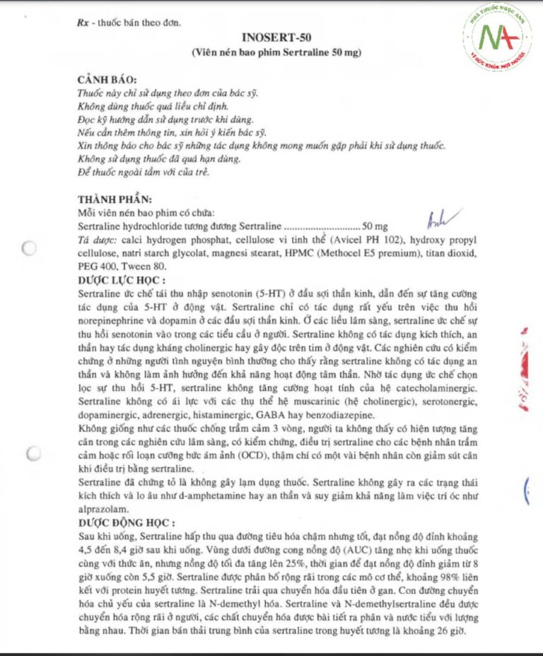 Thuốc Inosert-50 là thuốc gì, tác dụng phụ, mua ở đâu, giá bao nhiêu?