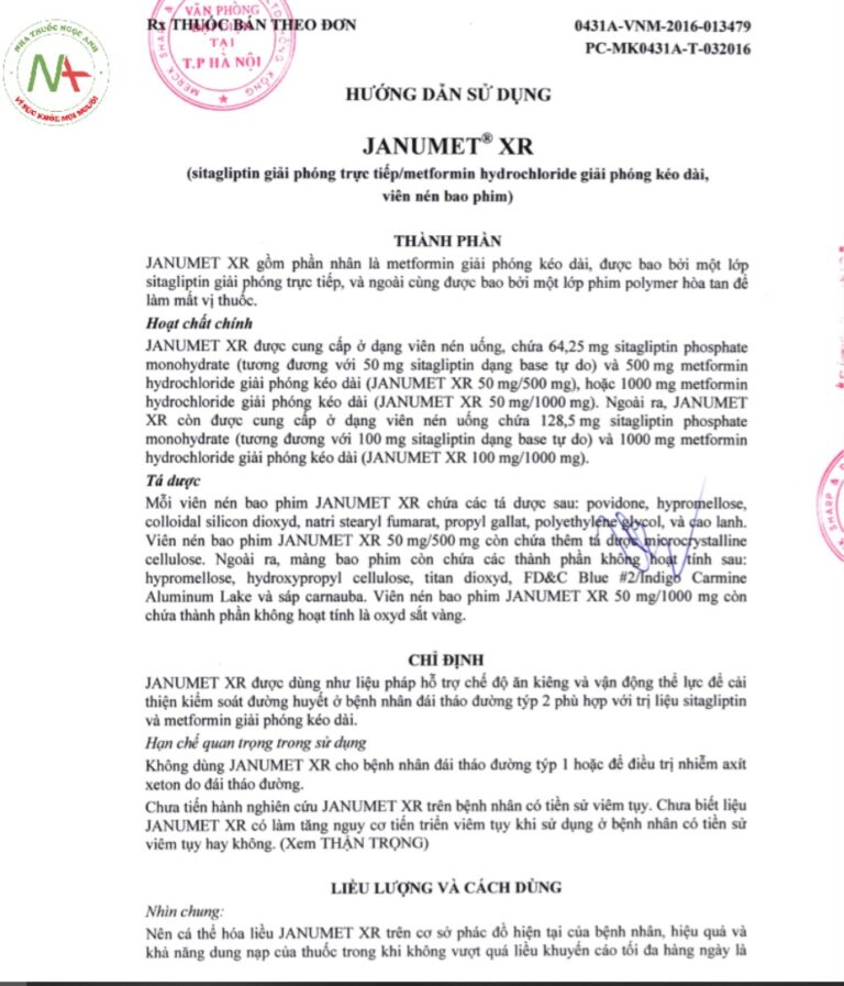 Thuốc Janumet XR 50mg/1000mg là thuốc gì, giá bao nhiêu, mua ở đâu?