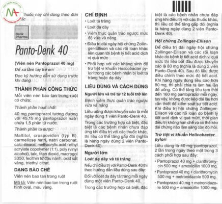 Thuốc Panto-Denk 40 là thuốc gì, tác dụng gì, mua ở đâu, giá bao nhiêu?