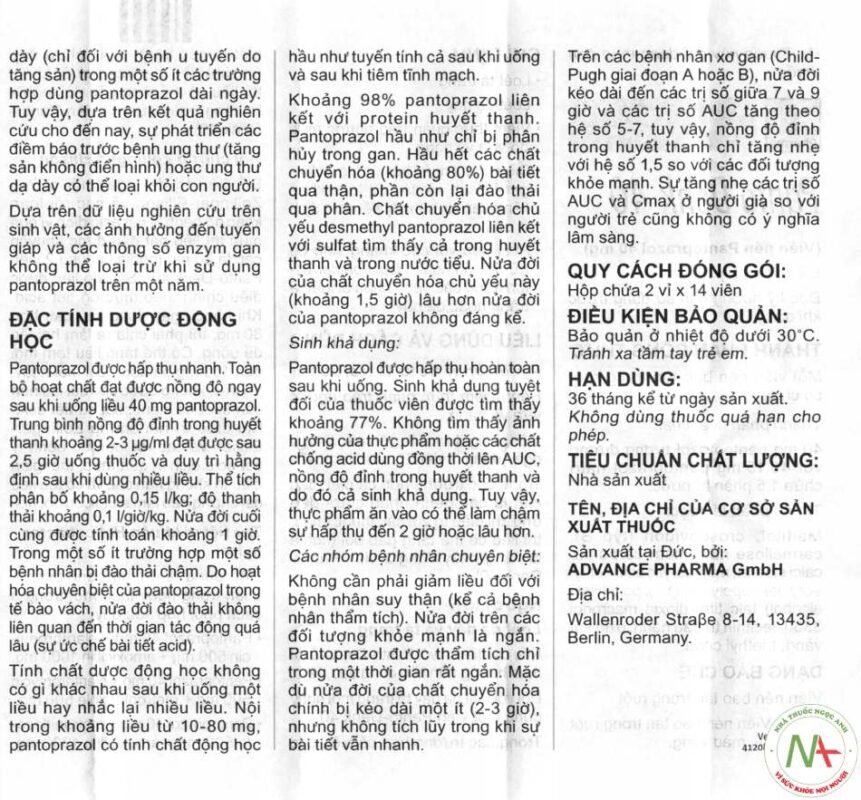 Thuốc Panto-Denk 40 là thuốc gì, tác dụng gì, mua ở đâu, giá bao nhiêu?