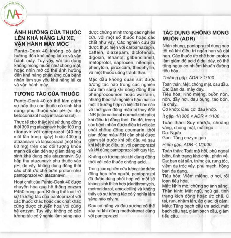 Thuốc Panto-Denk 40 là thuốc gì, tác dụng gì, mua ở đâu, giá bao nhiêu?