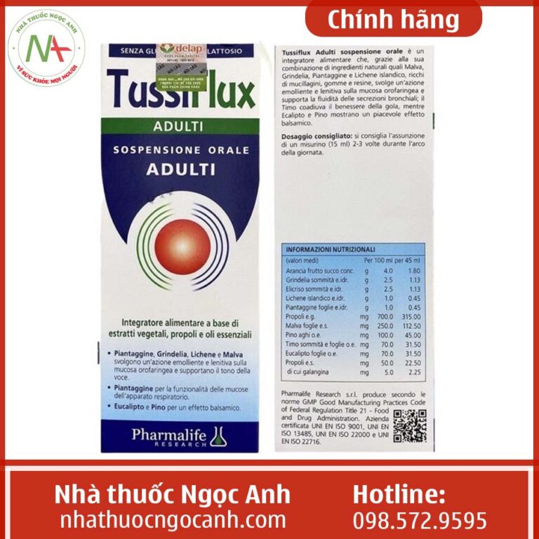 Thuốc Tussiflux Adult là gì, có tốt không, giá bao nhiêu, mua ở đâu