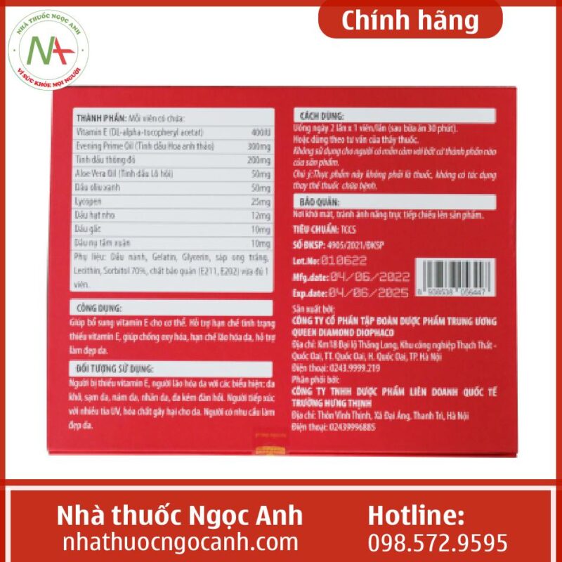 Thuốc Vitamin E đỏ 2000 IU Việt Nam mua ở đâu, giá bao nhiêu?