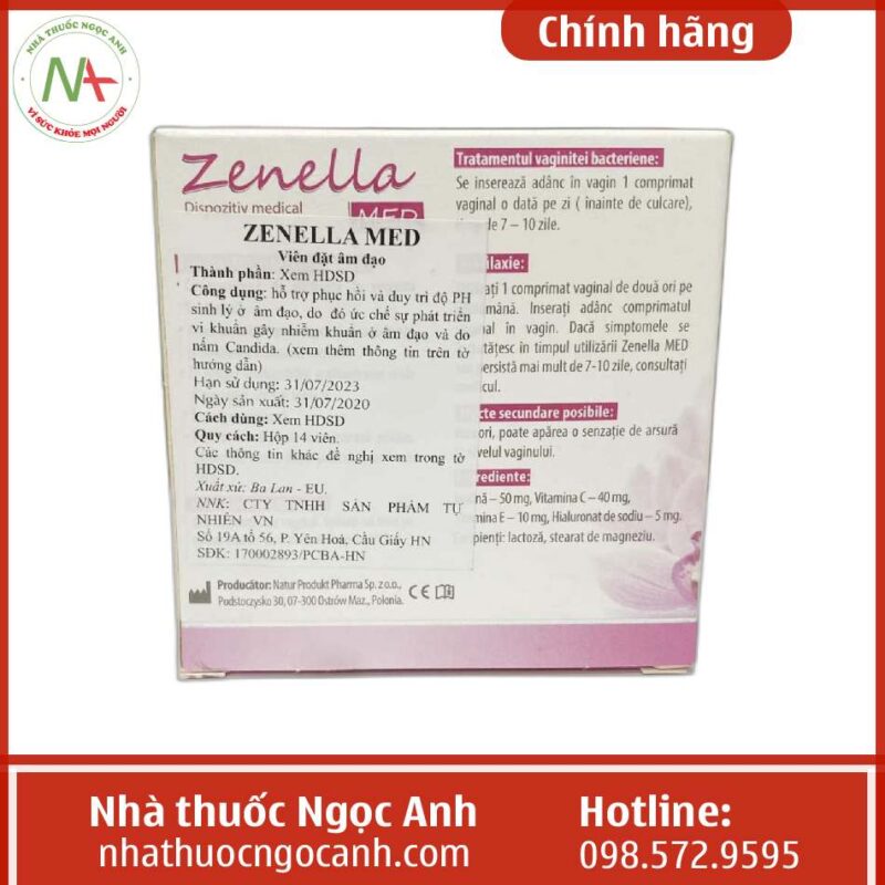 Viên đặt Zenella Med có dùng được cho bà bầu không, giá bao nhiêu, mua ...